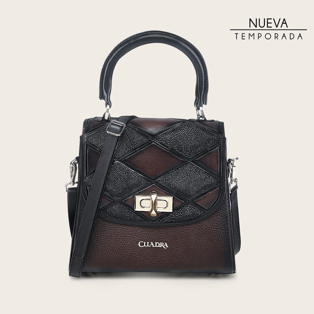 Bolso de mano en piel genuina de mantarraya para dama – Cuadra México