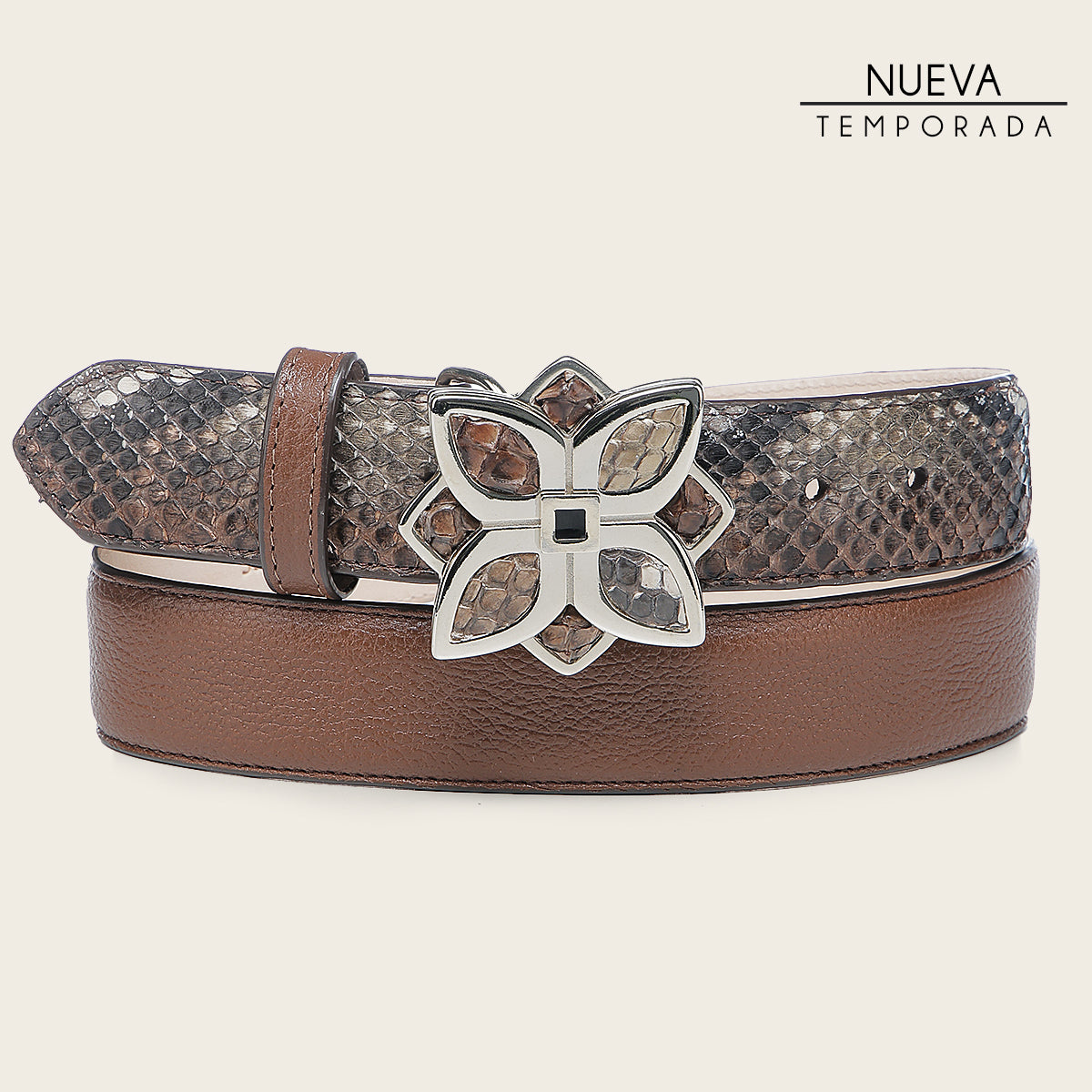 Cinturón en piel genuina de pitón para dama – Cuadra México