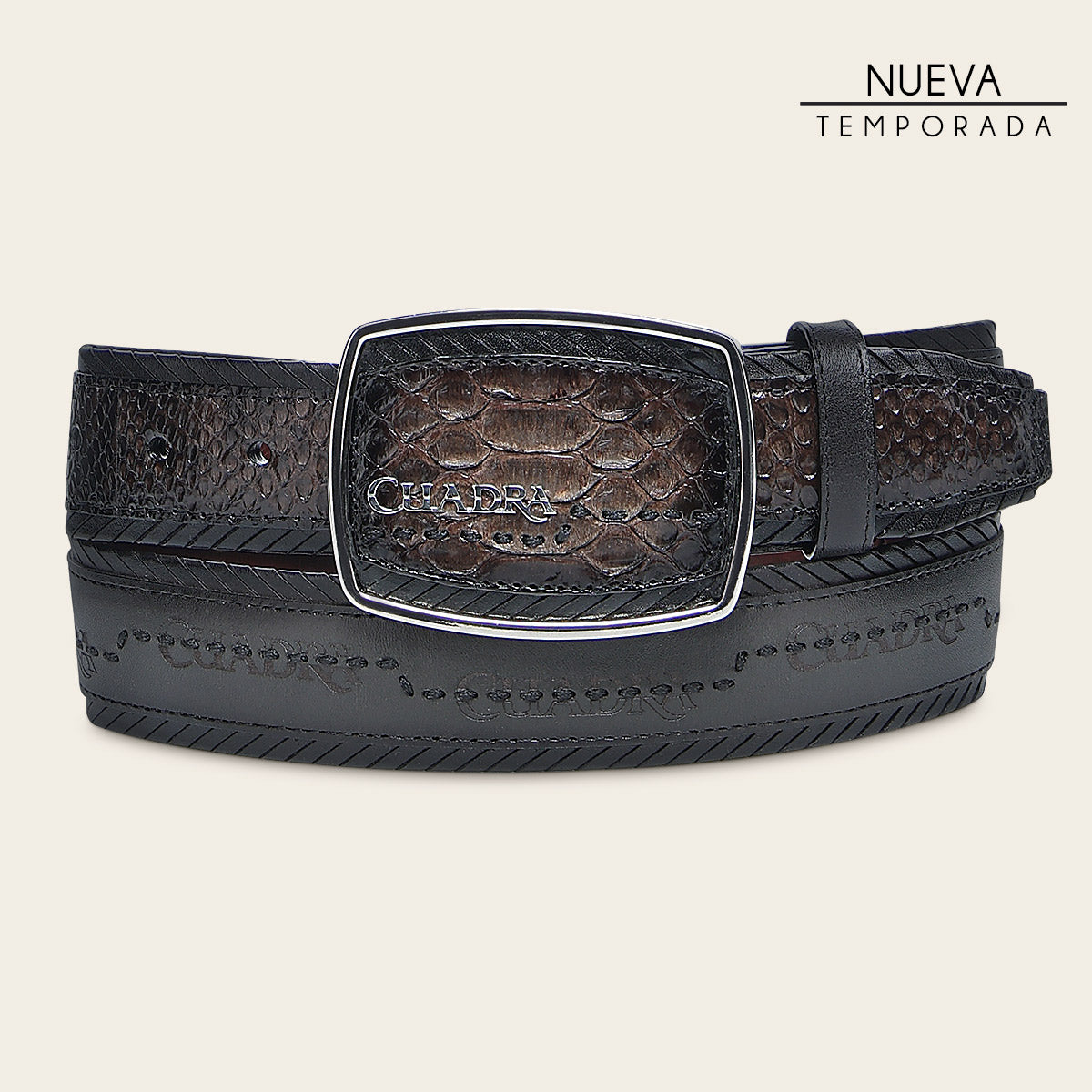 Cinturón en piel genuina de pitón para caballero – Cuadra México